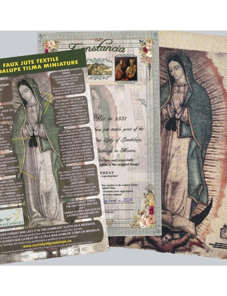 (Only USA) Replica Tilma of Our Lady of Guadalupe (T3 MINI size - 22 X ...